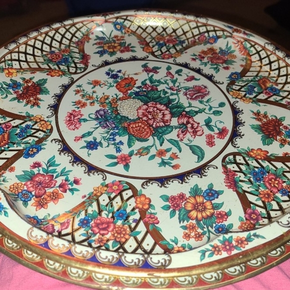 Daher | Dining | Vintage Daher Decorated Ware Asian Floral Round Metal ...